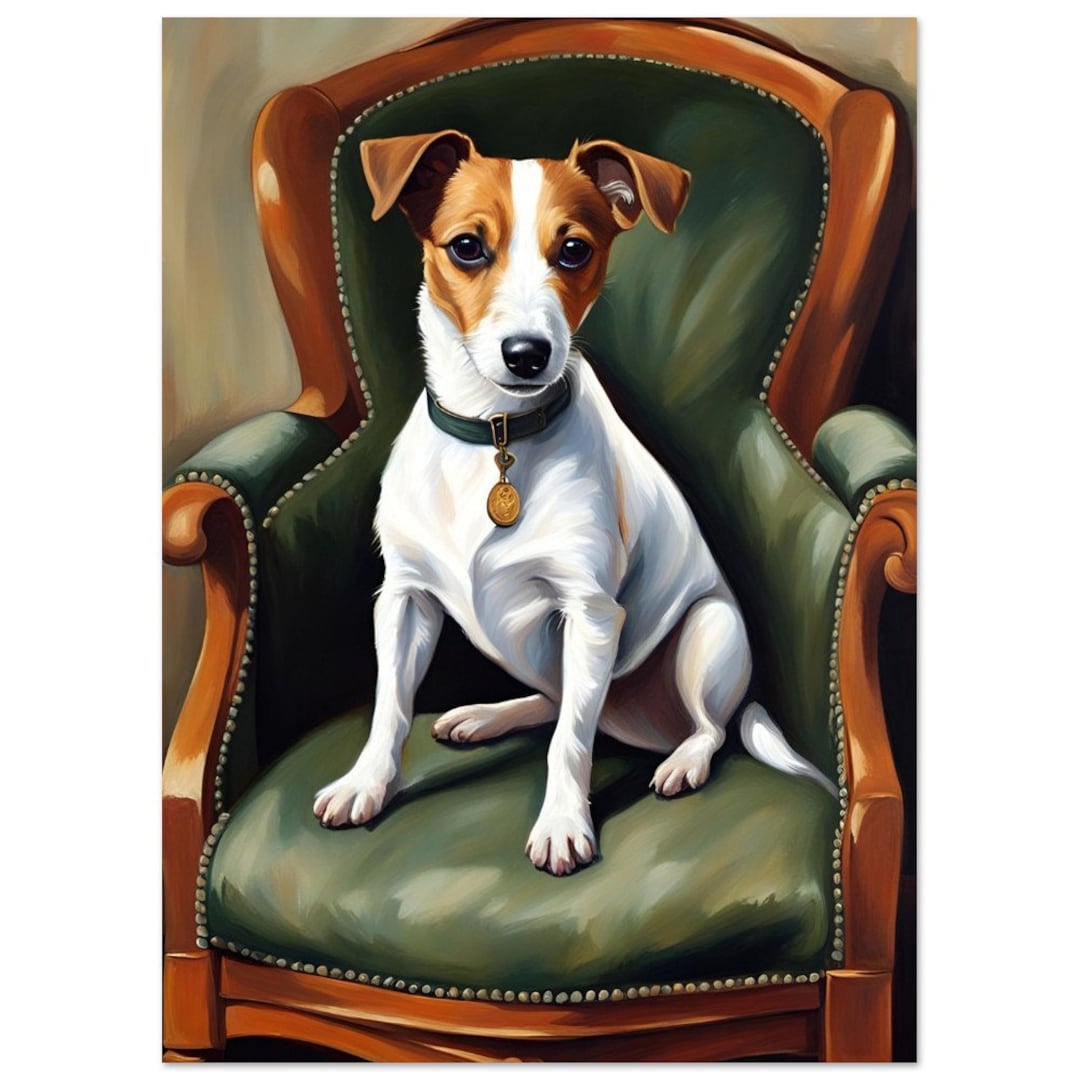 Jack Russell on a Green Chair Digital Painting| Professionally Printed ...