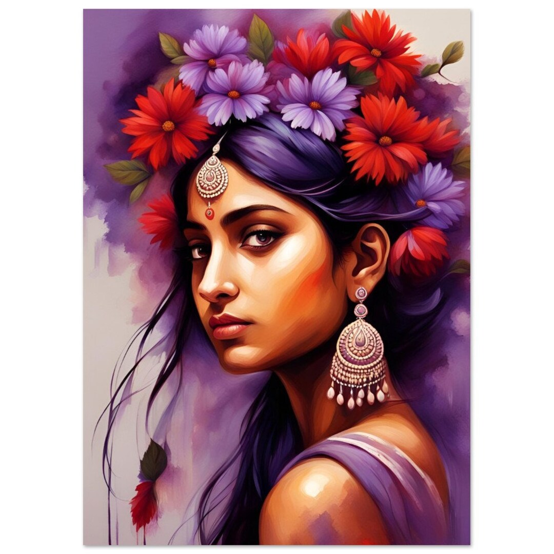 Parvati a Beautiful Indian Girl in Purple and Red Professionally ...