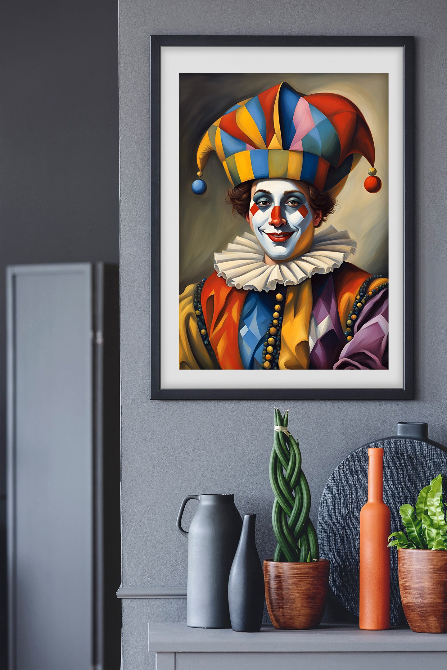 Harlequin Jester Smiling Digital Painting | Professionally Printed ...