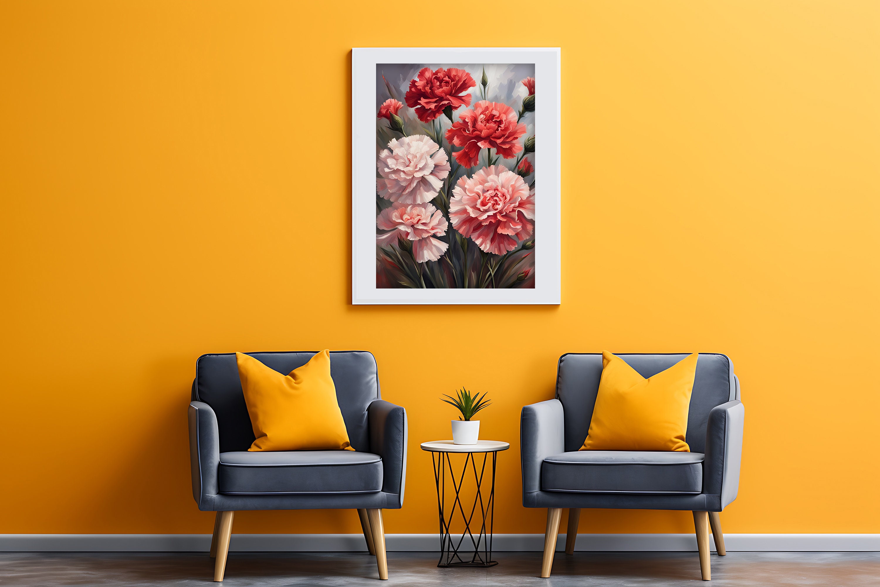 Carnations Flowers Professionally Printed Poster Maximalist Art Premium ...