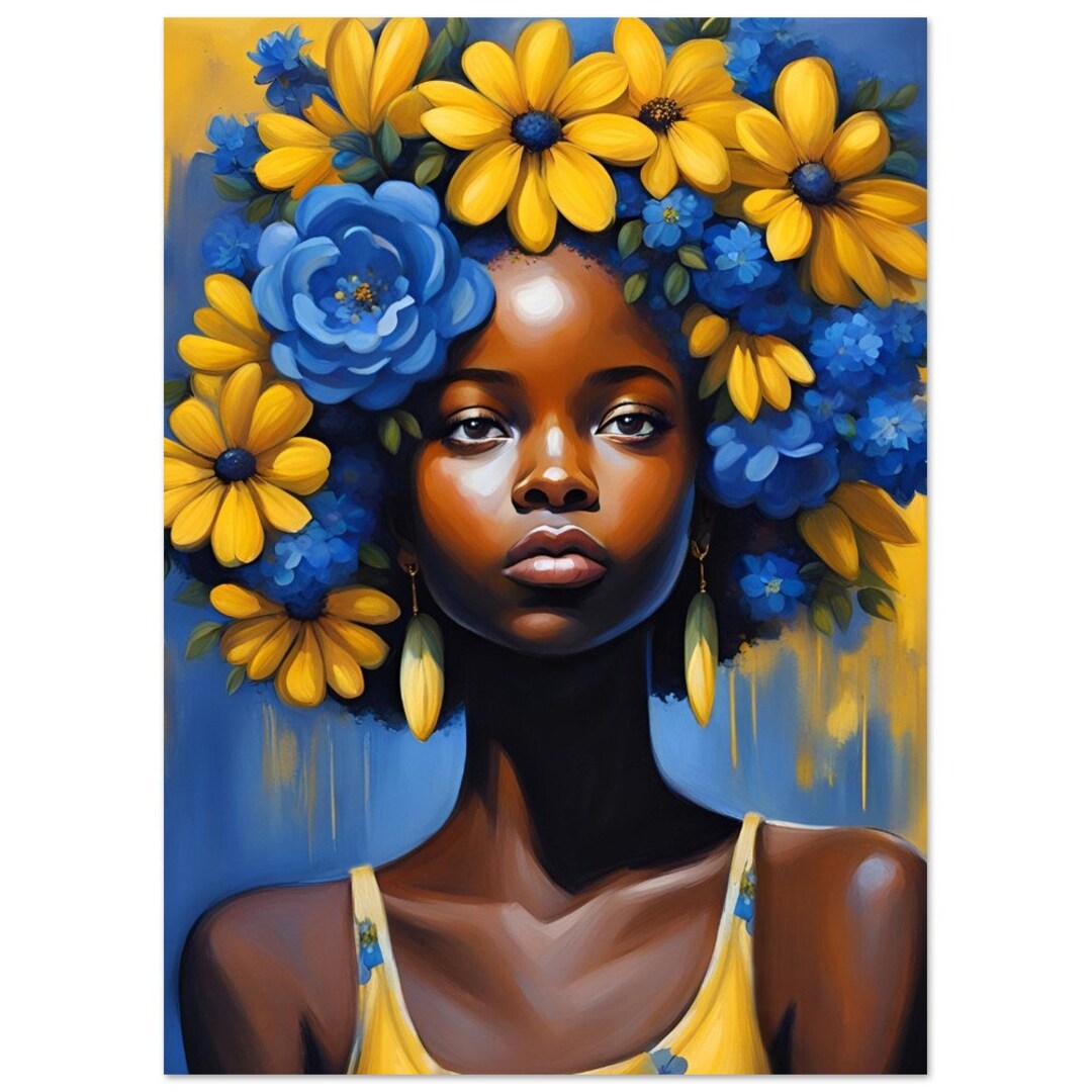Tyra, Beautiful Girl With Blue and Yellow Flowers | Professionally ...