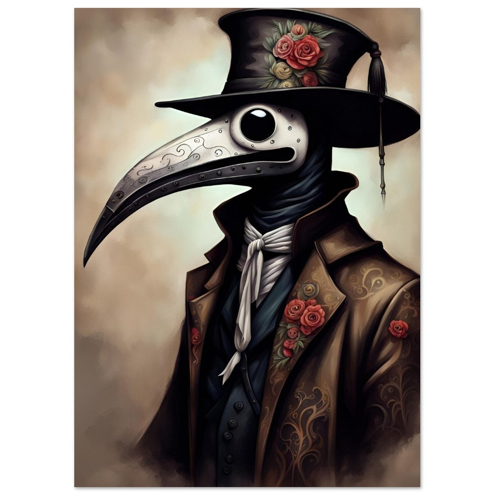 Creepy Macabre Plague Doctor With Metal Beak Professionally Printed ...