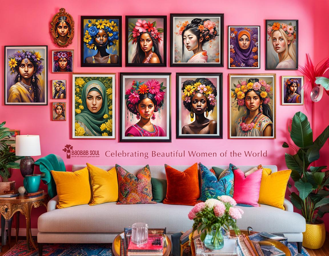 Thandi, Beautiful African Girl With Orange and Purple Flowers ...