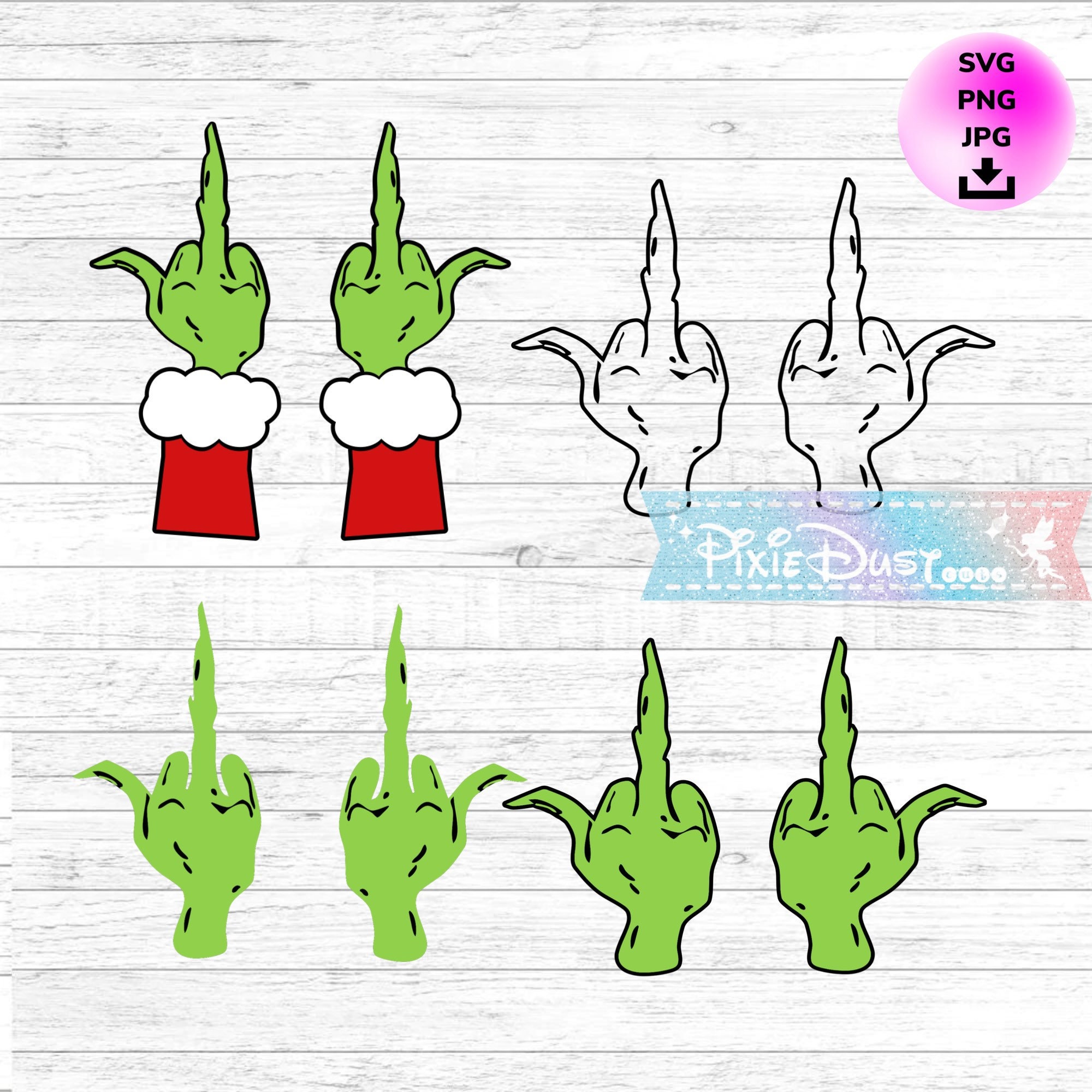Grinch Middle Finger SVG PNG JPEG Bundle Layered Grinch - Etsy México