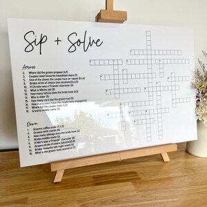 Sip + Solve - Personalised Crossword Puzzle - Wedding Puzzle - Etsy ...