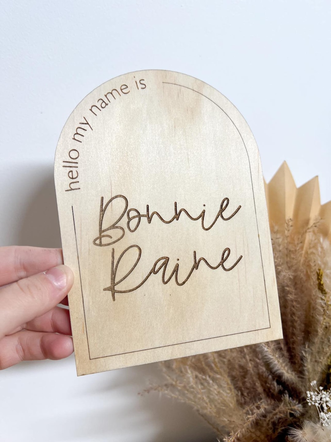 Hello My Name is Baby Announcement Sign Timber Birth Announcement - Etsy