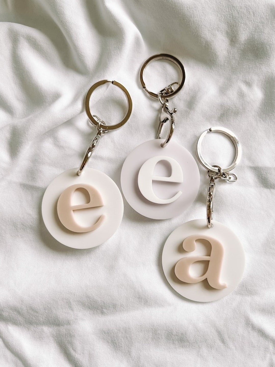 Acrylic Single Letter Round Letter Keychain - Etsy Australia