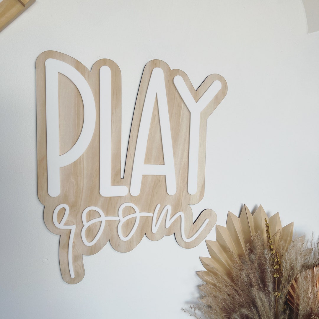 Playroom - Timber and Acrylic Play Room Sign - Etsy Australia