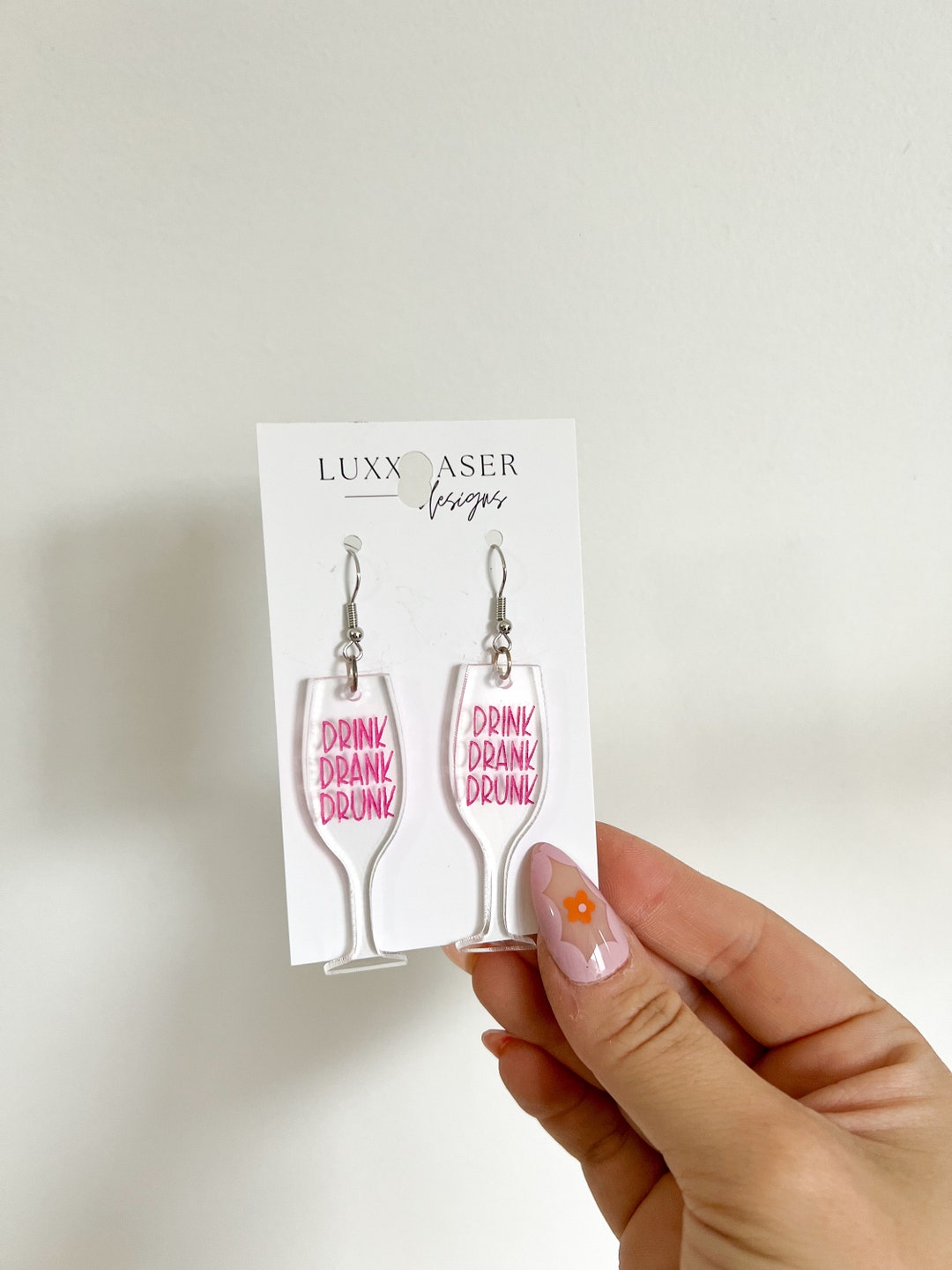 Acrylic Dangle Wine Glass Earrings - Etsy Australia