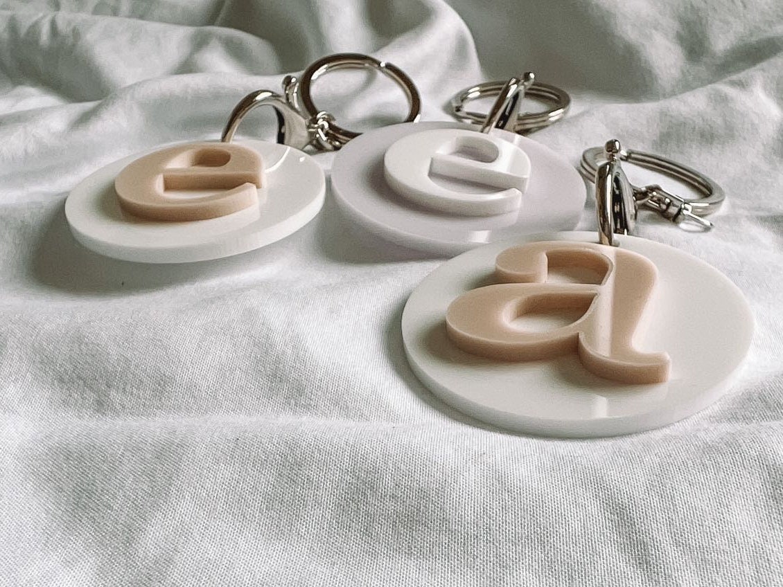 Acrylic Single Letter Round Letter Keychain - Etsy Australia