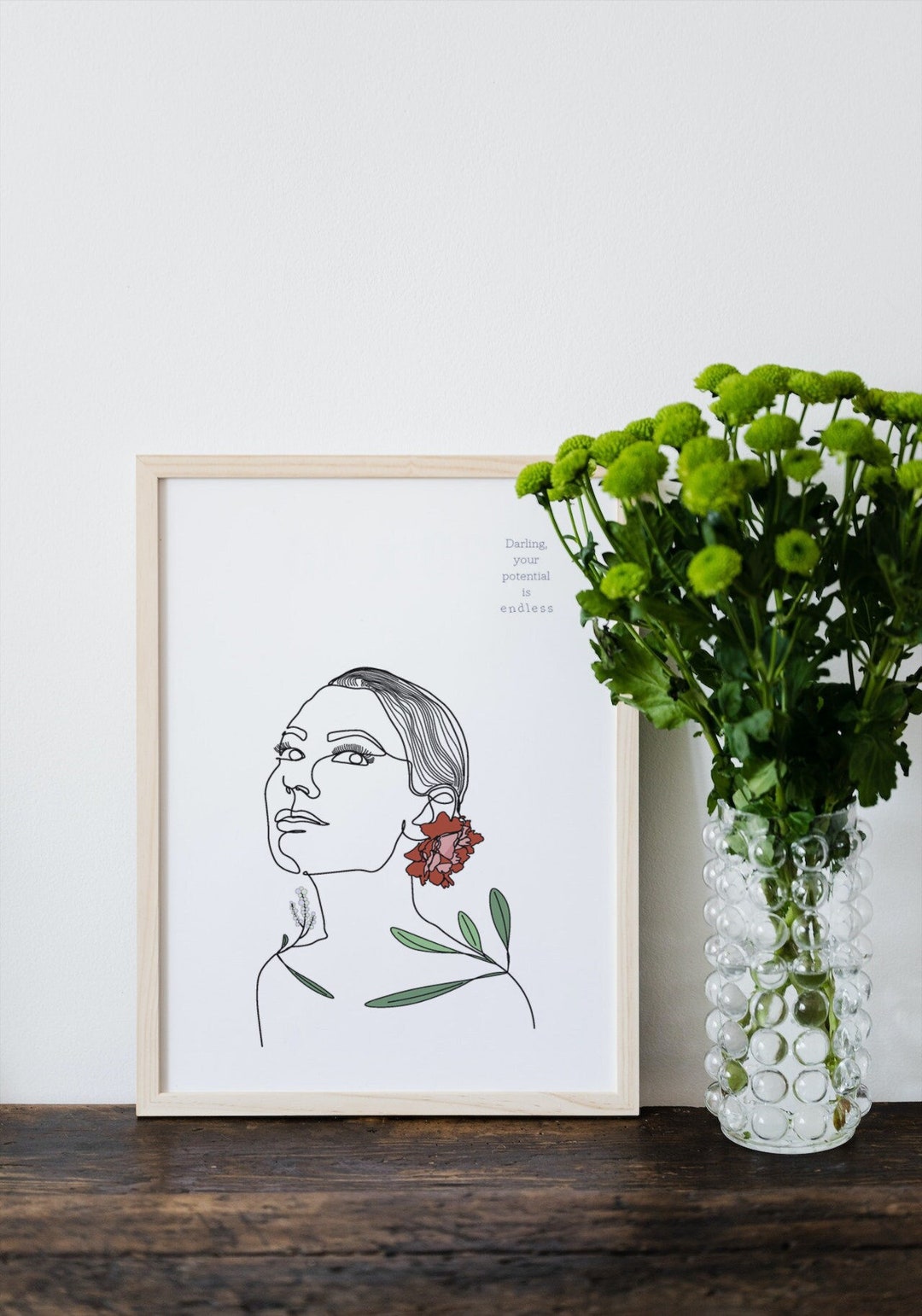 DARLING ; Continuous Linework Woman Art Print, Abstract Minimal ...