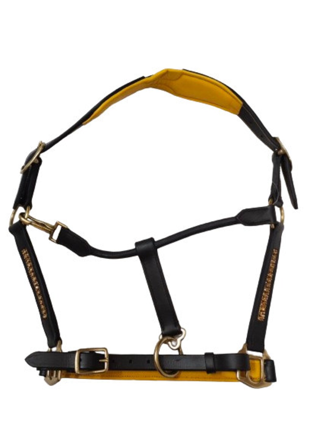 Leather Horse Halter With Anatomic Headpiece Matching Golden Crystal ...
