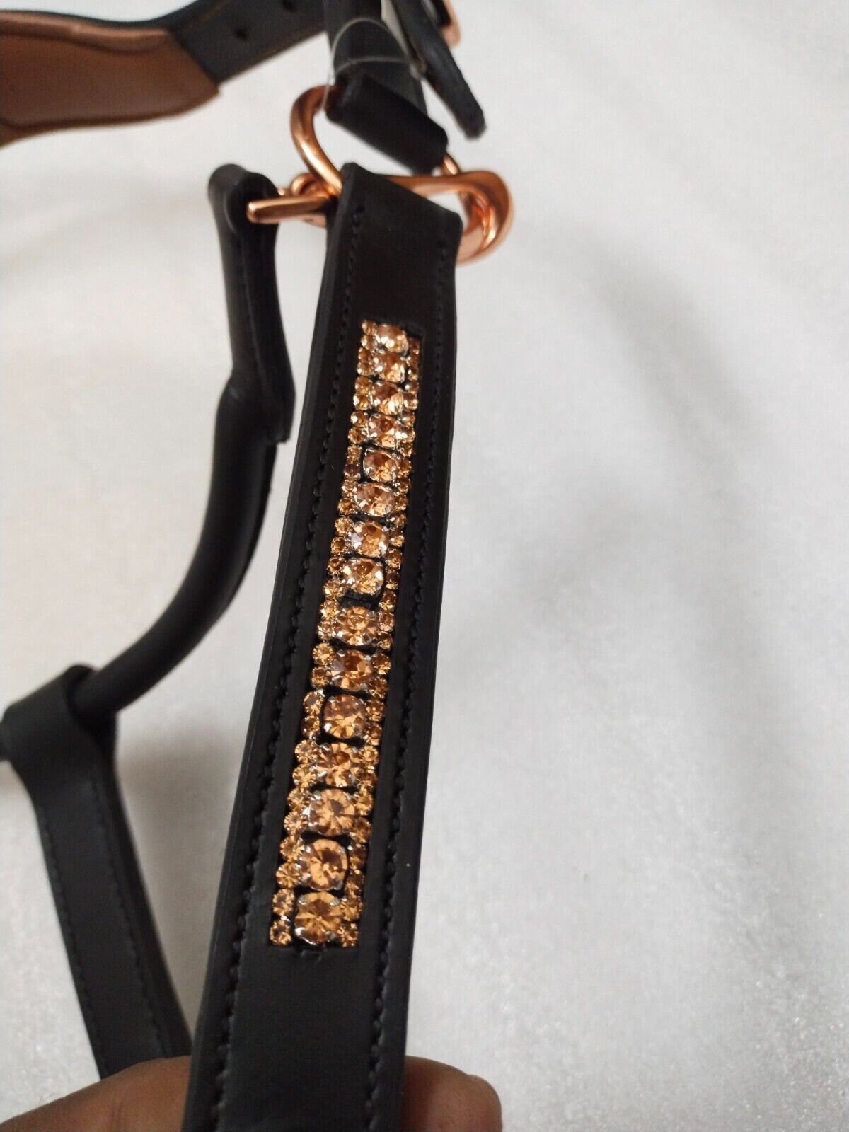 Leather Horse Halter Anatomic Headpiece With Matching Crystal and Tan ...