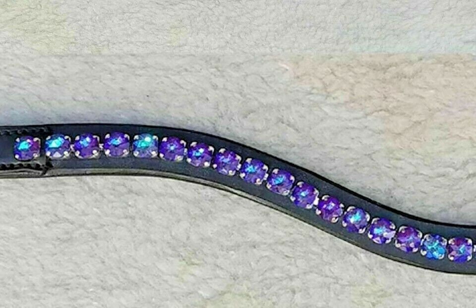Blue & Purple Crystal Leather Horse Bridle Brow-band Browbands Bling ...