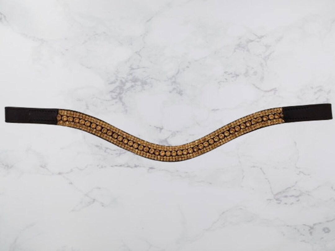 Five Row Golden Crystal Leather Handmade Bridle Brow-band for All Horse ...
