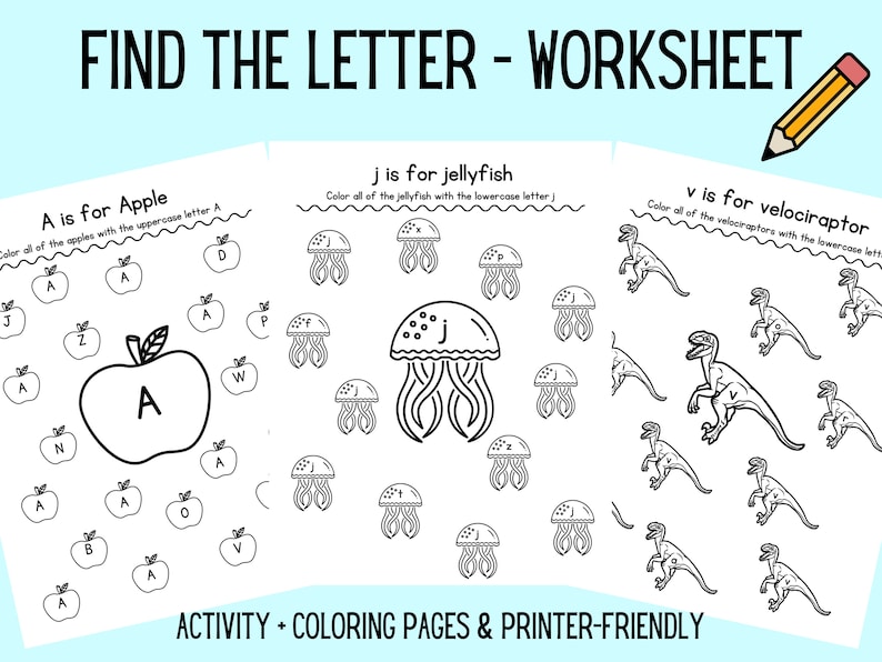 FIND THE LETTER Workbook / Activity Sheet / Kids Activity Pages ...