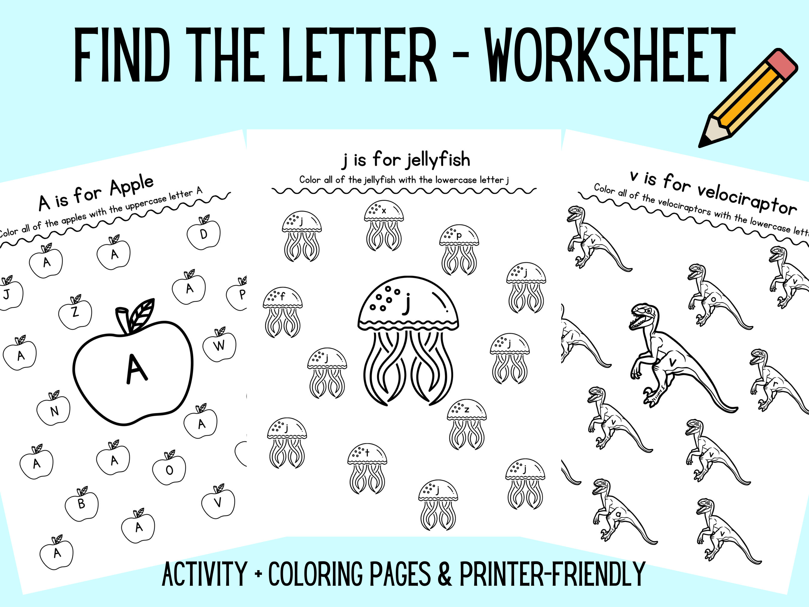 FIND THE LETTER Workbook / Activity Sheet / Kids Activity Pages ...