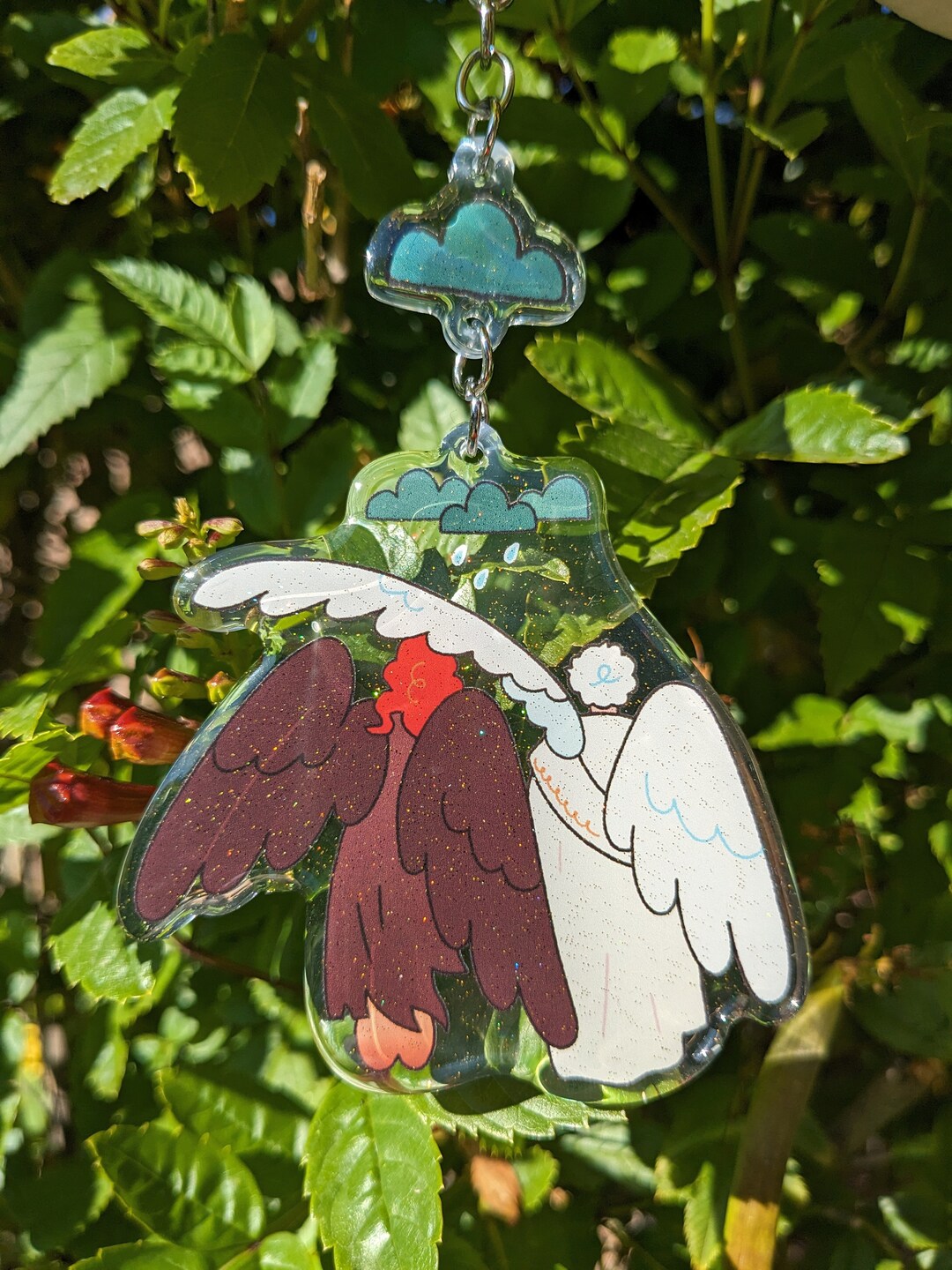 Good Omens Double Sided Epoxy Glitter 3 Charm Eden Aziraphale & Crowley ...
