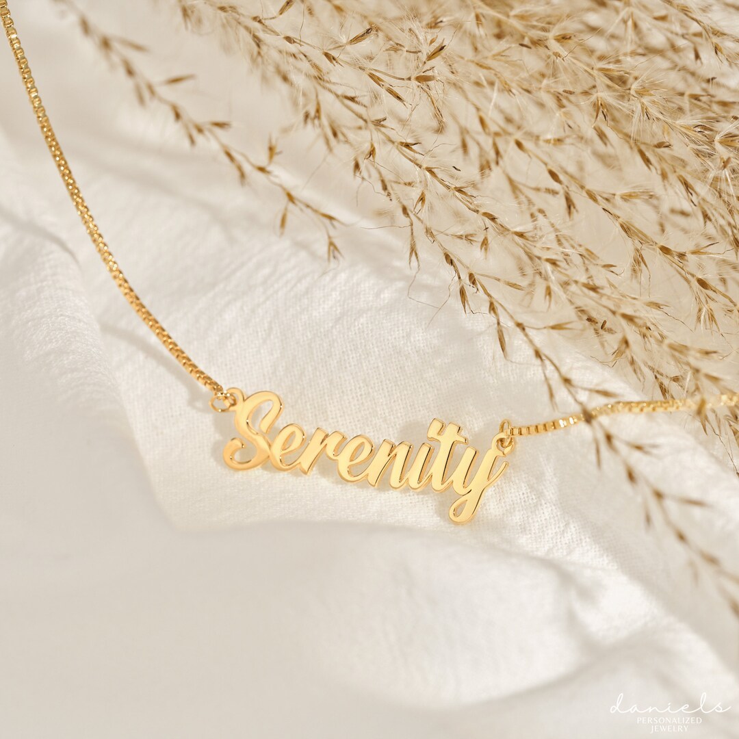 Personalised Name Necklace, Custom Gold Name Necklace With Box Chain ...