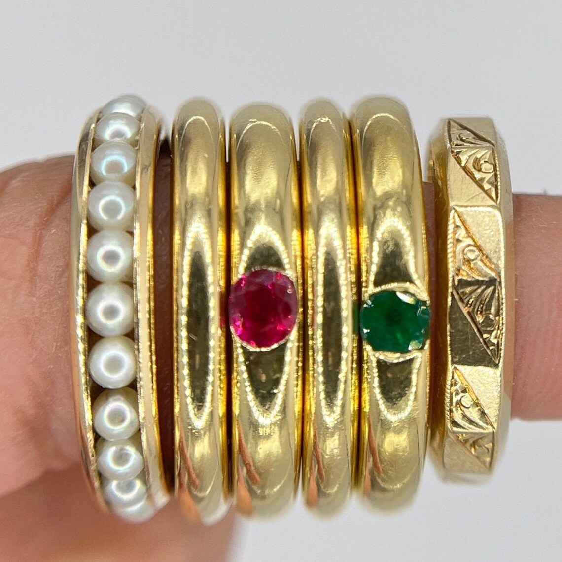 Seed Pearl Ring - Vintage Pearl Eternity Ring - 14K Yellow Gold - Etsy