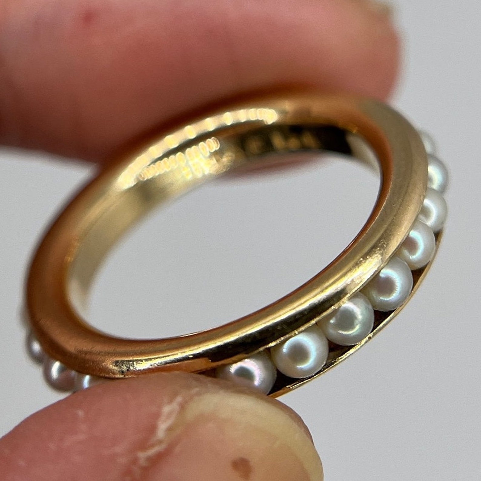 Seed Pearl Ring - Vintage Pearl Eternity Ring - 14K Yellow Gold - Etsy