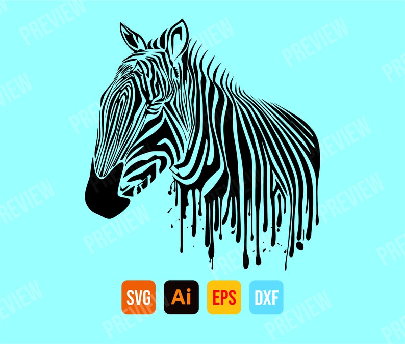 Zebra Melt Illustration in SVG, Ai, EPS, Png and DXF Format for Your T ...