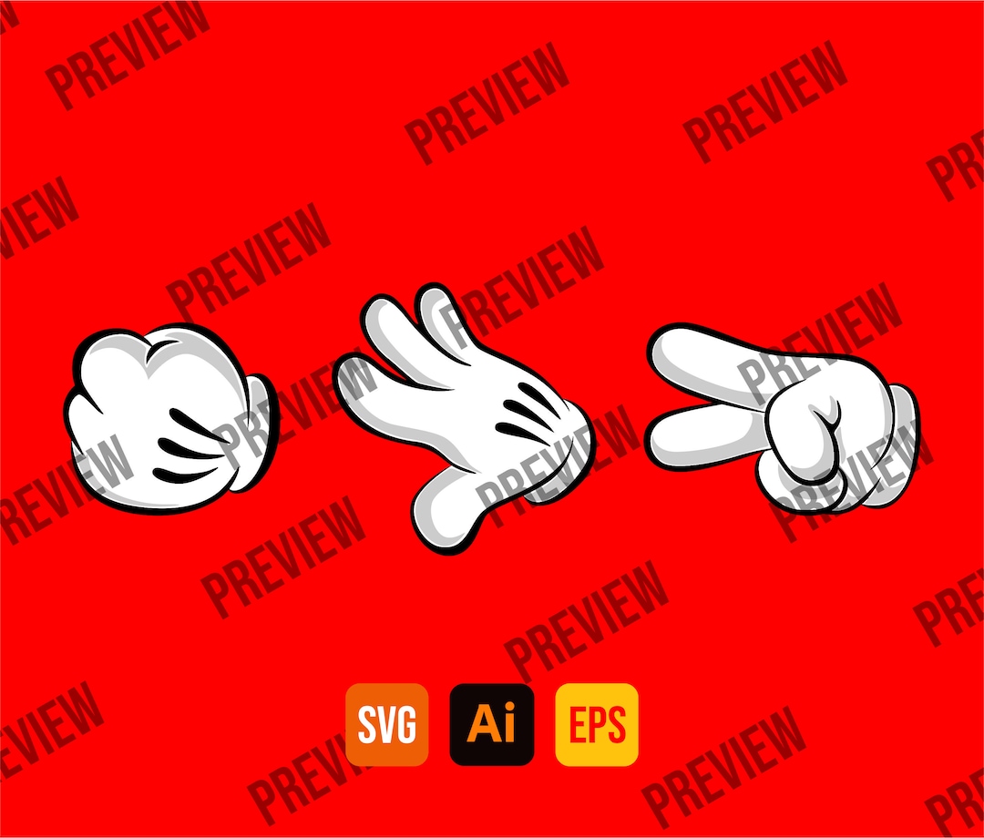 Rock Paper Scissor Mickey Mouse Gloves Illustration - Etsy
