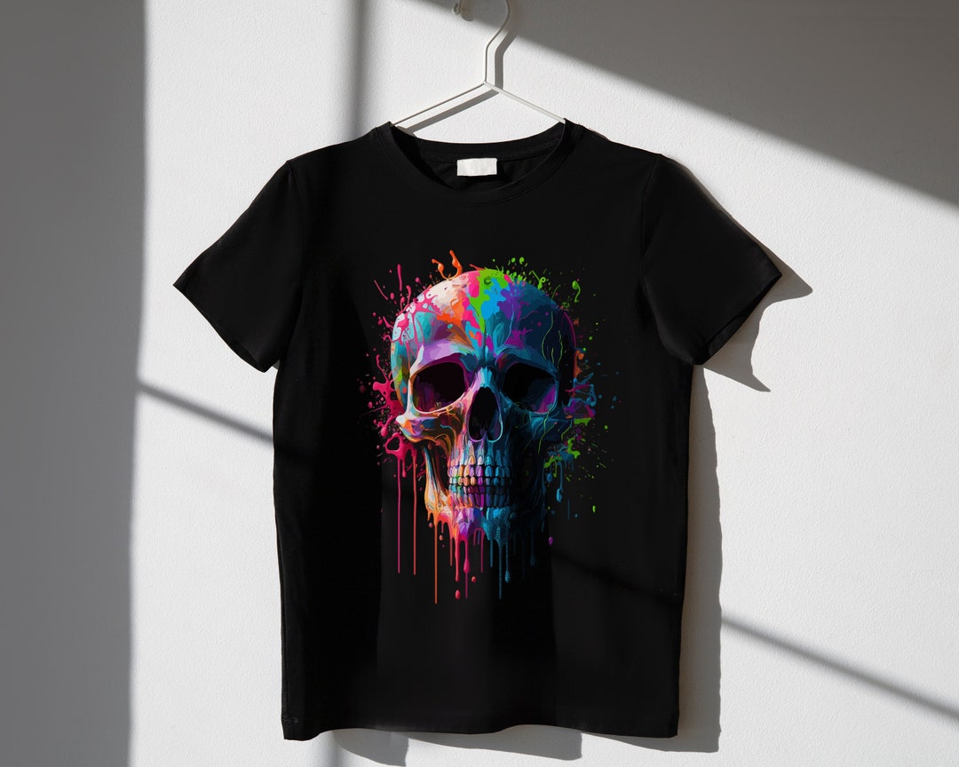 Colorful Splash Skull PNG, Oil Painting Skull Png, Skull Illustration ...