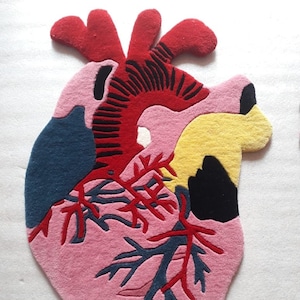 Red and Pink Anatomical Heart Rug. - Etsy