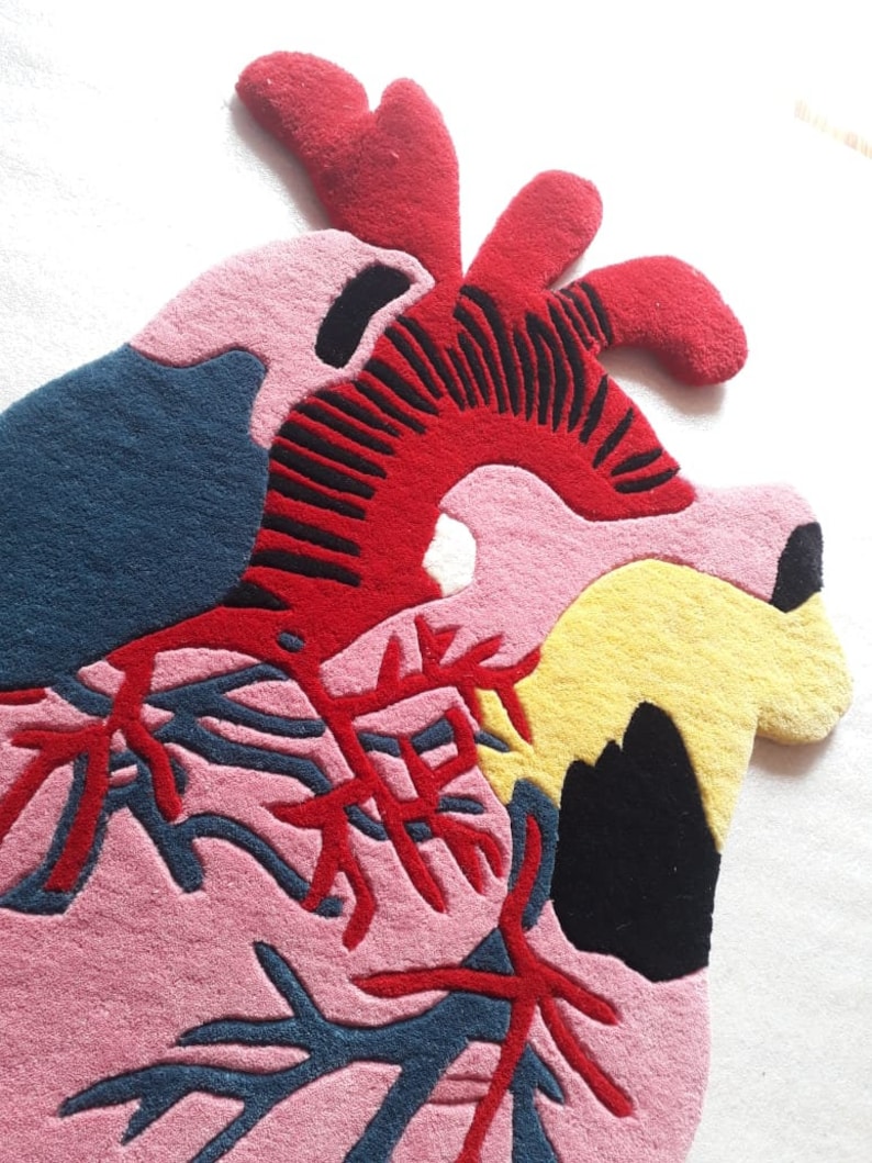 Red and Pink Anatomical Heart Rug. - Etsy