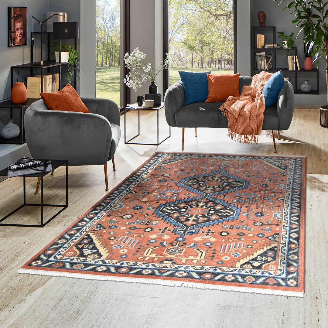 Handmade Handwoven Cool Bordered Rug Nicolette Colorful Hand-knotted ...