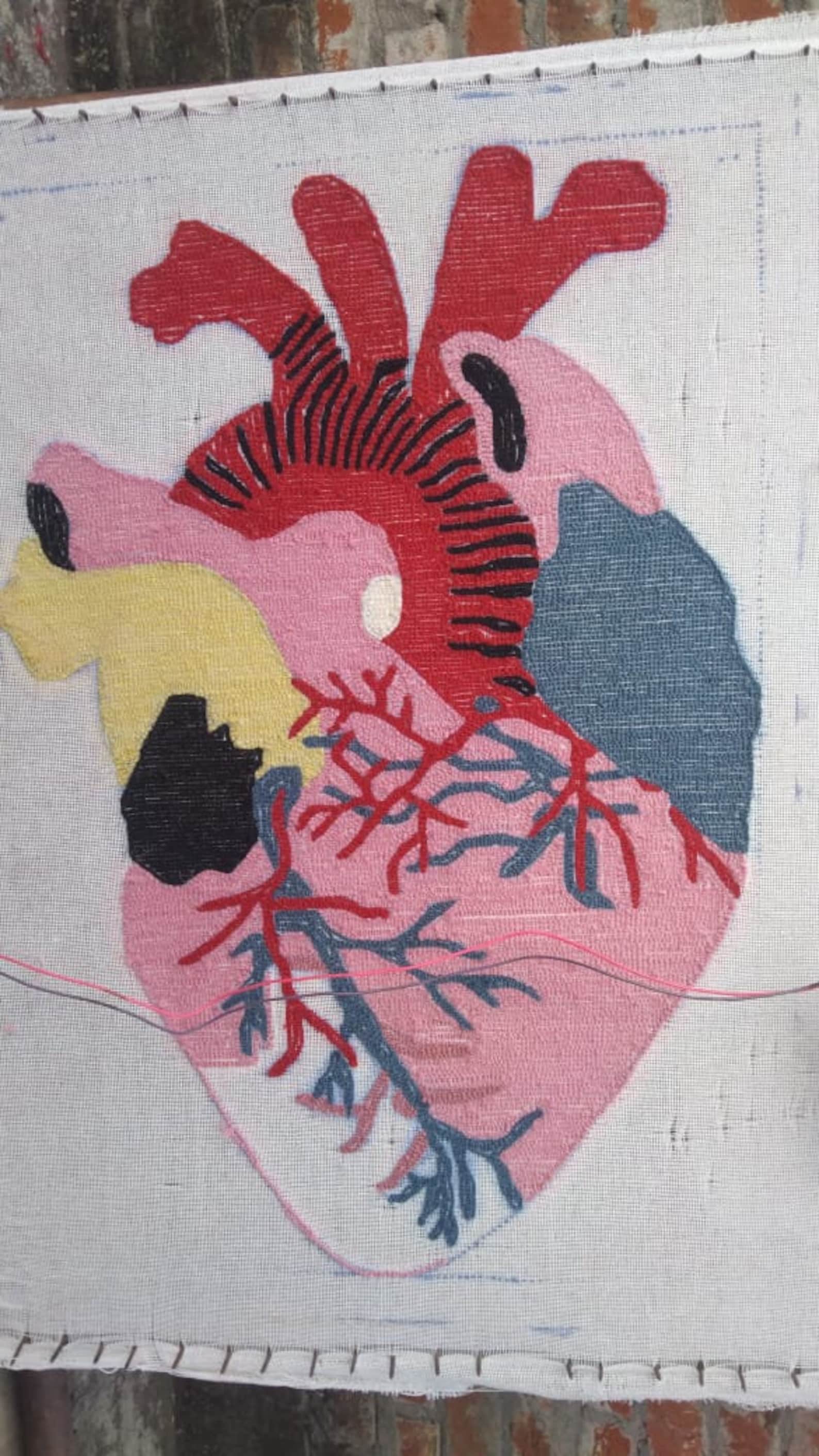 Red and Pink Anatomical Heart Rug. - Etsy