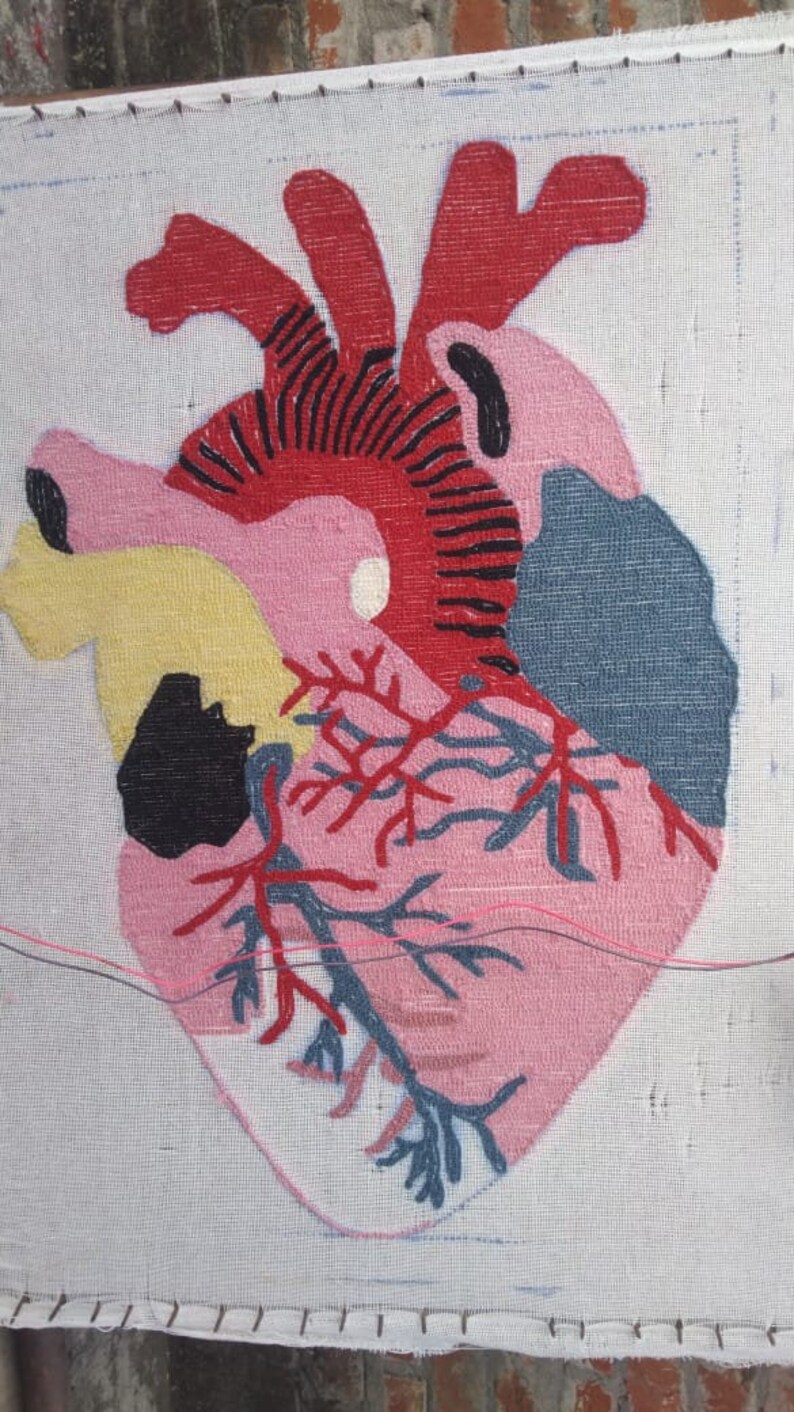 Red and Pink Anatomical Heart Rug. - Etsy
