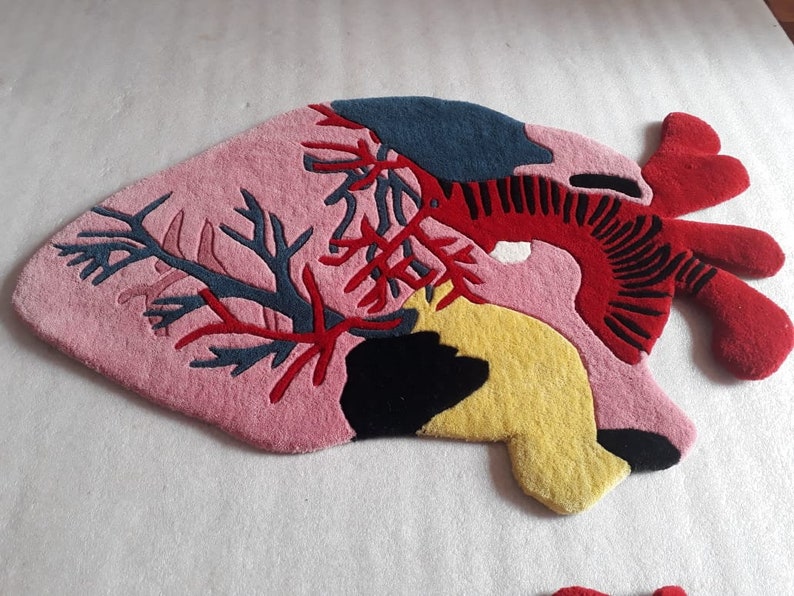 Red and Pink Anatomical Heart Rug. - Etsy
