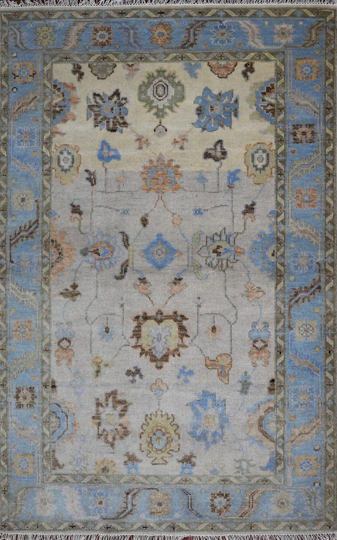 Light Gray Persian Rug 5x8, Blue, Brown, Soft Area Carpet - Etsy