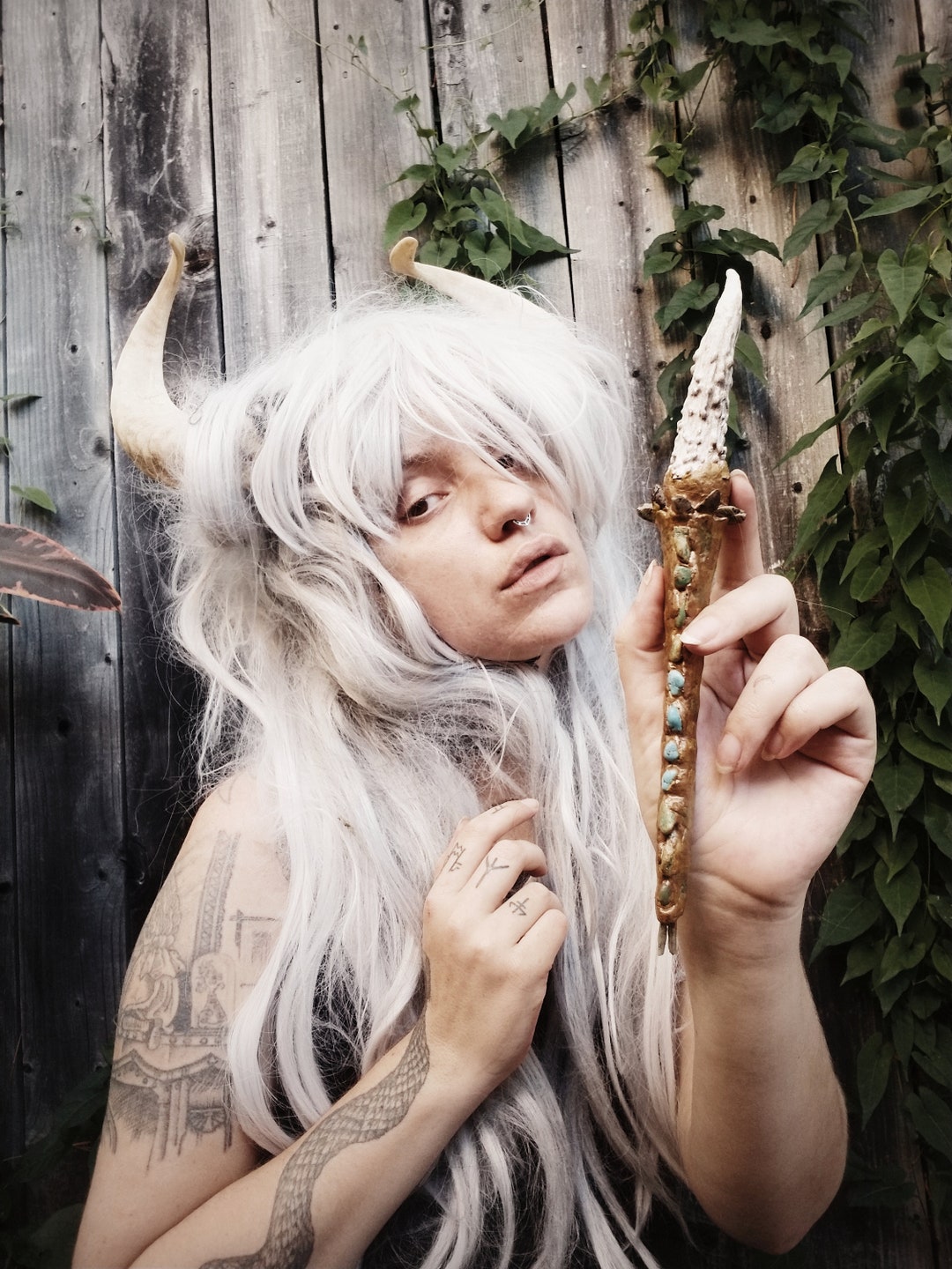 Viserionn, Wand of Dragons - Deer Antler Wizard Witches Ritual Copper ...