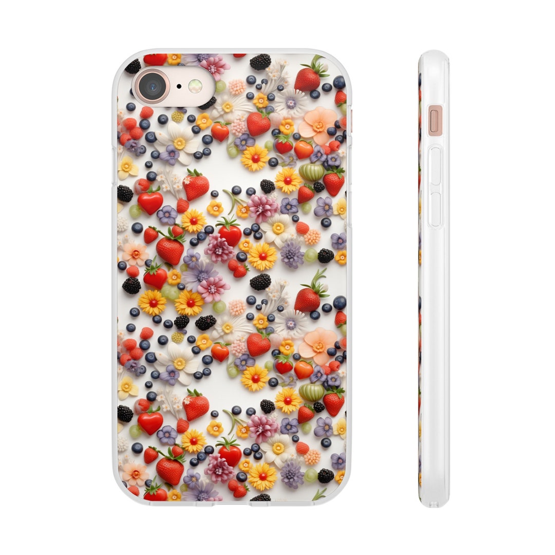 3D Fruit and Berry Flexi Phone Case iPhone 14 13 12 11 Samsung Galaxy ...