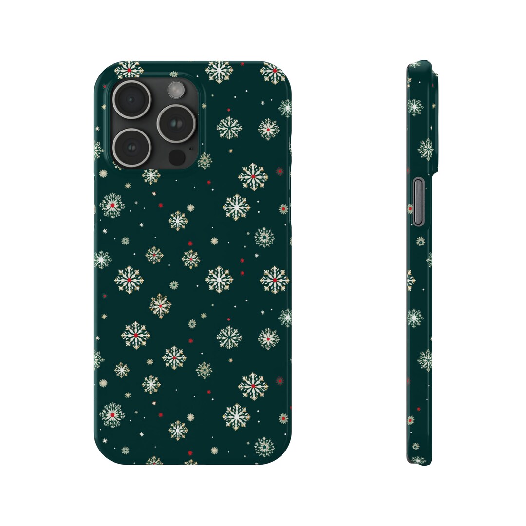 Snowflake iPhone Case Slim Xmas Tree Design Fits iPhone 15 to 11 Promax ...