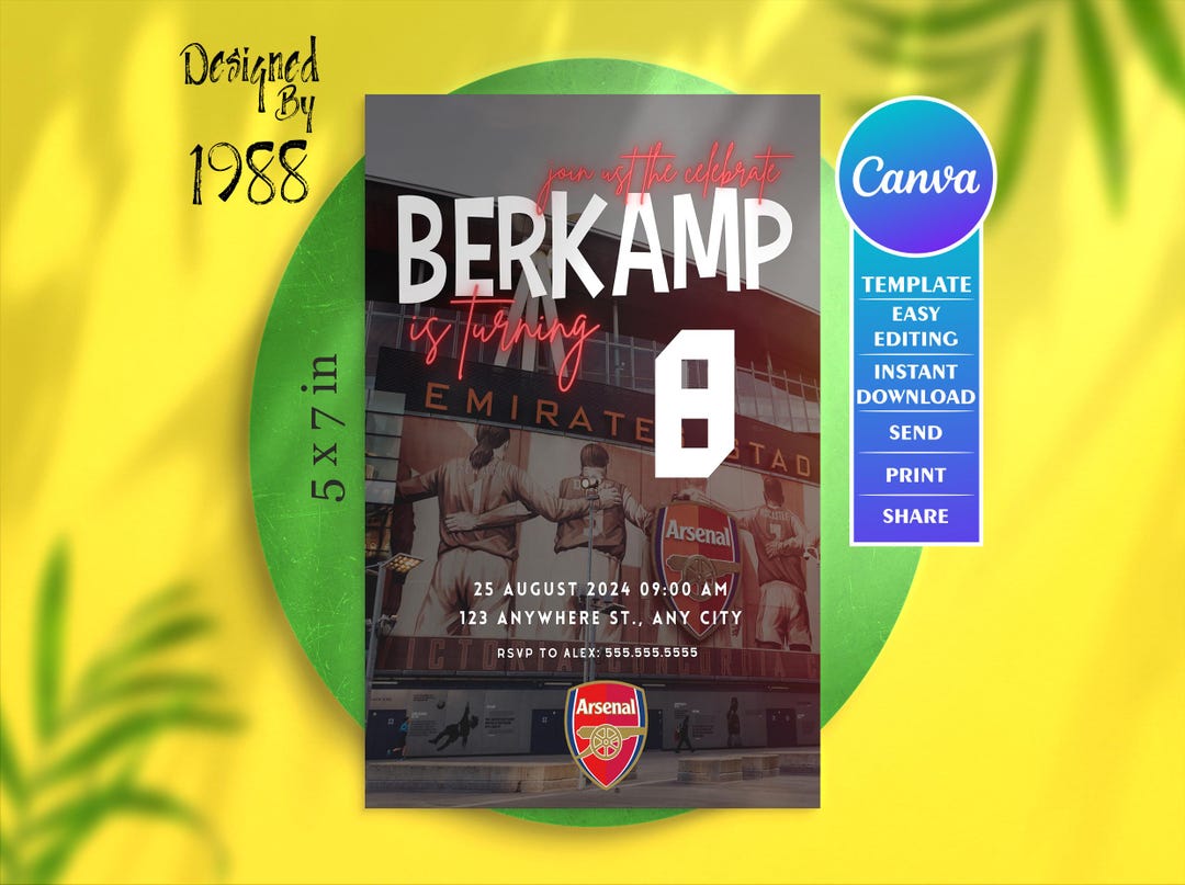 Arsenal Invitation, DIY Personalized, Kids Party Invites,edit With ...