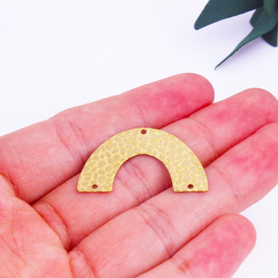 Raw Brass Hammered Earring Charms, Arched Earring Pendant, Geometric ...