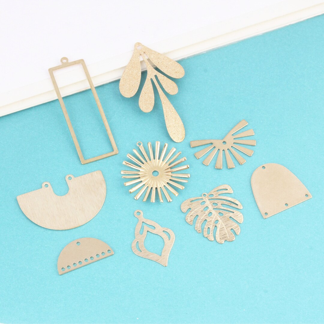 Raw Brass Earring Accessories, Earring Pendant, Brushed Brass Earring ...