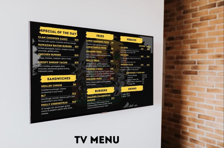 Digital TV Menu and Printable Menu, Editable in All Formats (PNG, JPEG ...
