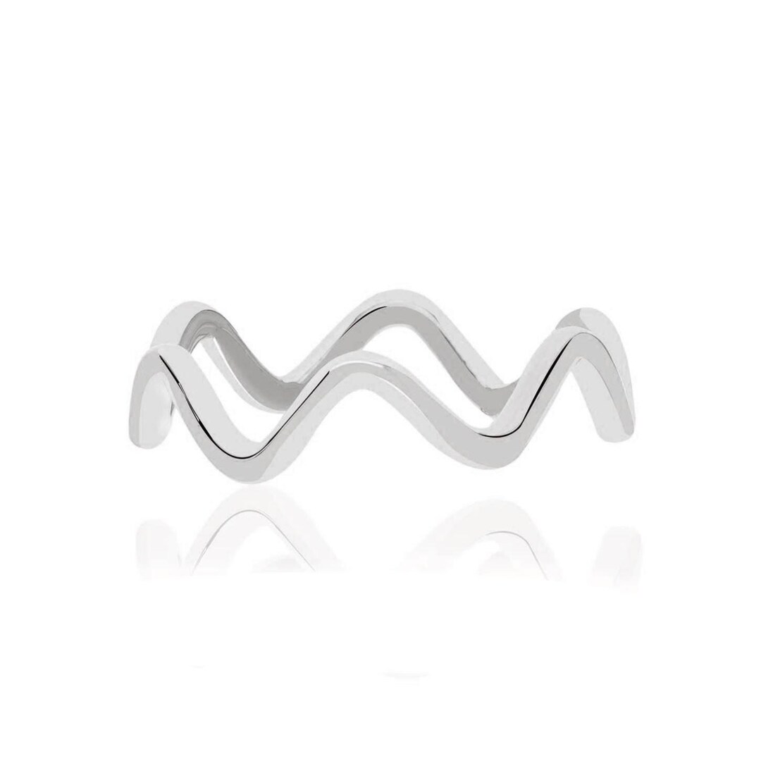 925 Sterling Wavy Ring, Handmade Ripple Stacking Ring, 14K Squiggle ...