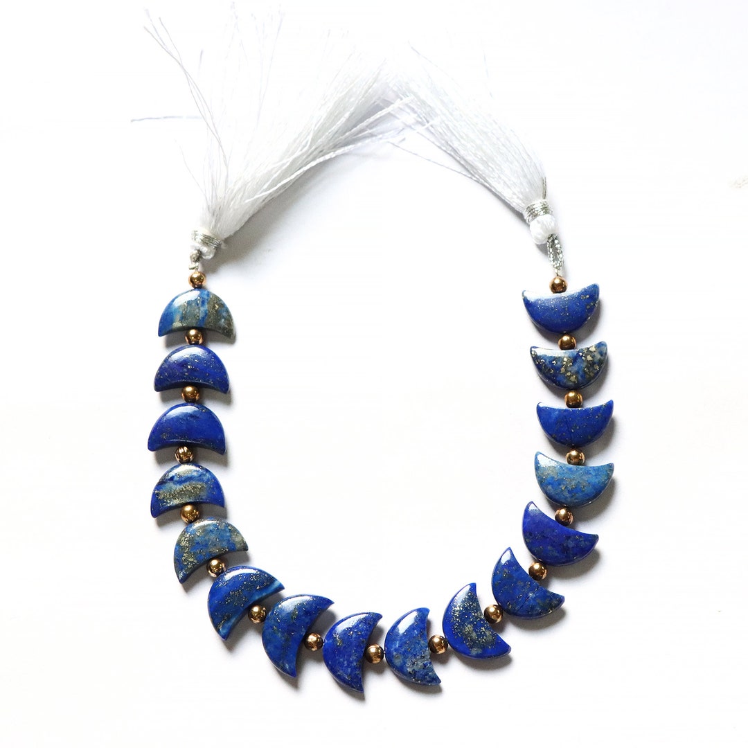 100% Natural Lapis Moon Shape Stone Line, 10x15mm Crescent Moon, Moon ...