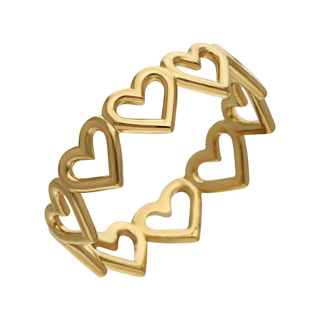 14K Gold Heart Ring, Sterling Silver Heart Stacking Ring, Queen Crown ...