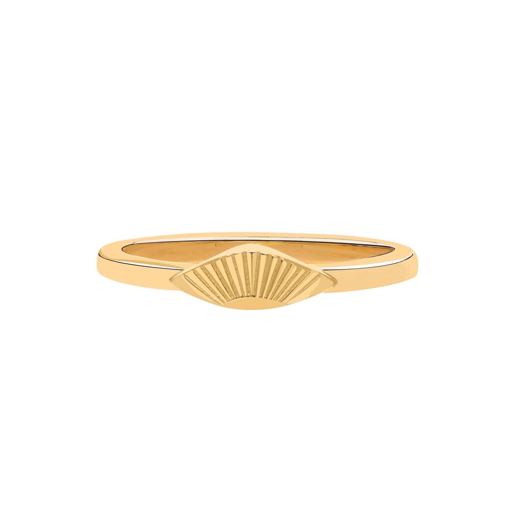 Sun Rising Ring, Gold Ring, Sunburst Ring, Tiny Signet Ring, Sun ...