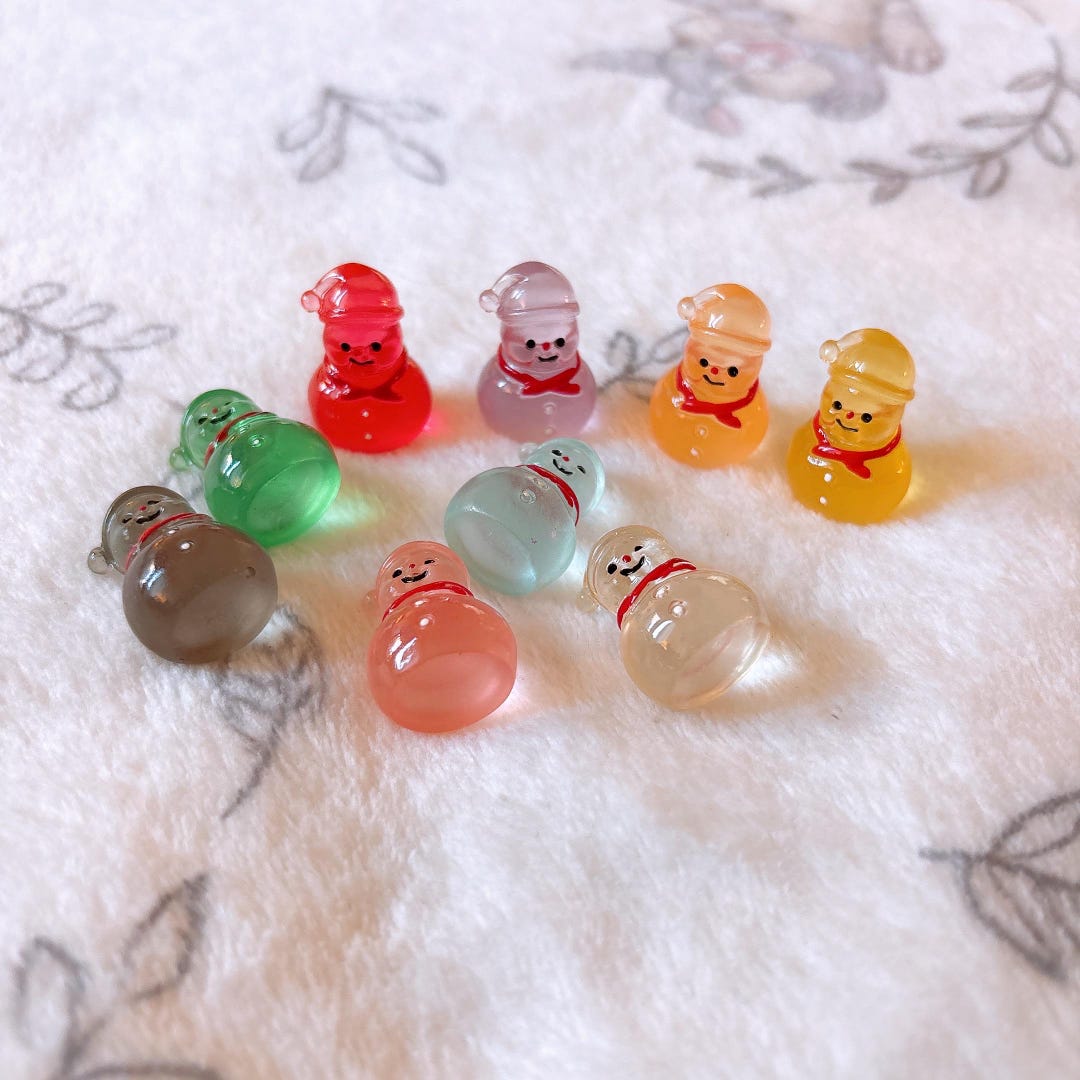 Christmas Glow in the Dark Snowman Charms: Xmas Miniature Resin ...
