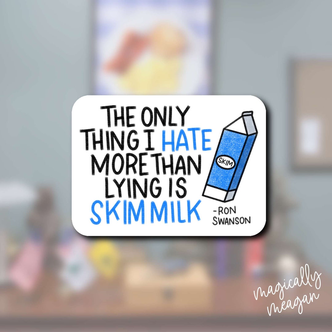 Ron Swanson Skim Milk Quote Sticker Parks & Rec Fan Vinyl Decal Hand ...