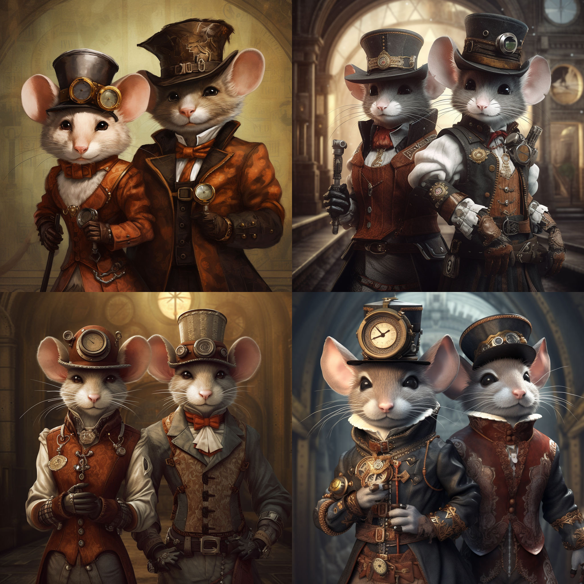 Steampunk Mouse Digital Image Bundle of 24 Mice Digital Images, 12" X ...