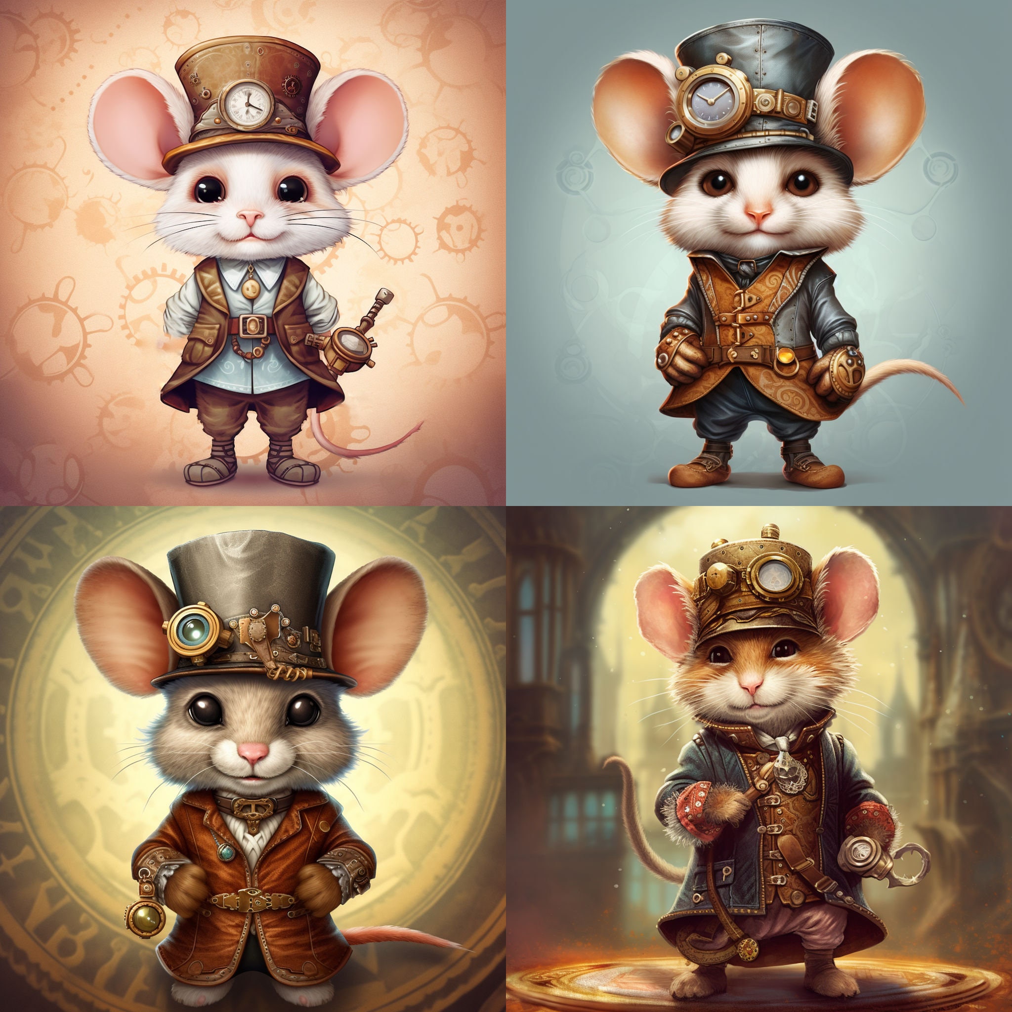 Steampunk Mouse Digital Image Bundle of 24 Mice Digital Images, 12" X ...